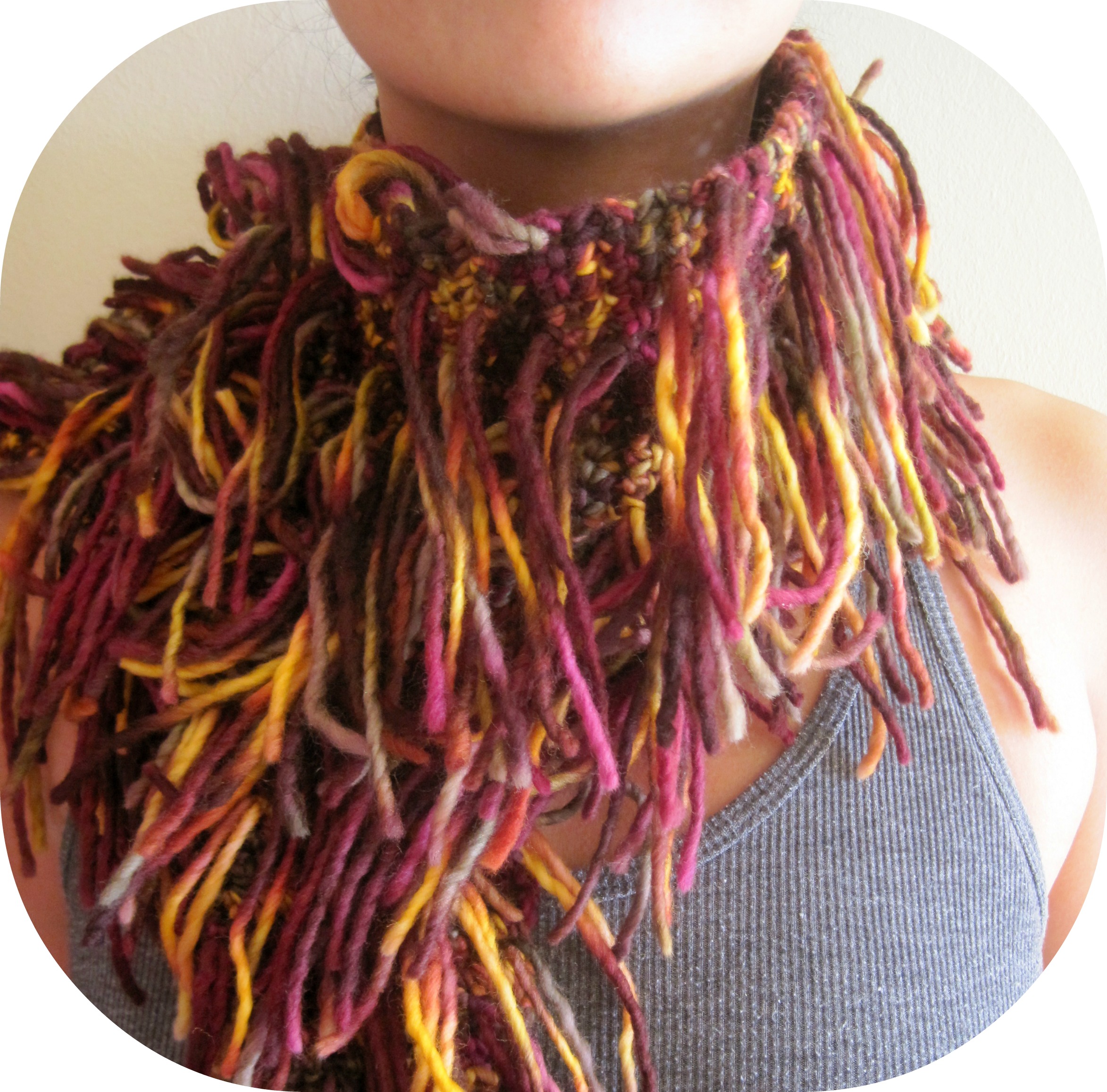 Handmade Knitted Scarf, Multicolor, With Multi Strands, Cozy, Warm on ...